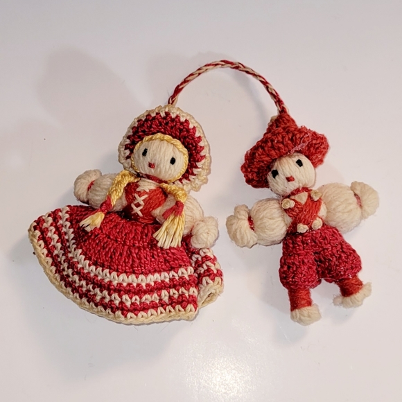 Hand Crafted | Other | Vintage Handmade Folkart Yarn Girl And Boy Dolls ...